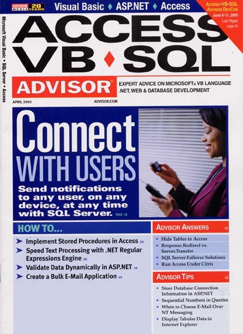 Access VB SQL Advisor Magazine | TopMags